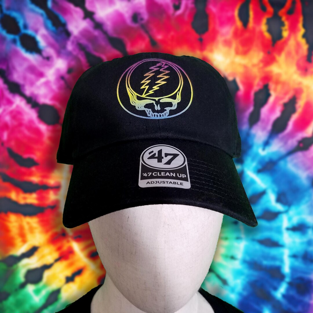 Grateful Dead Rainbow SYF Skull Baseball Cap – Stealie Hat – Black or ...