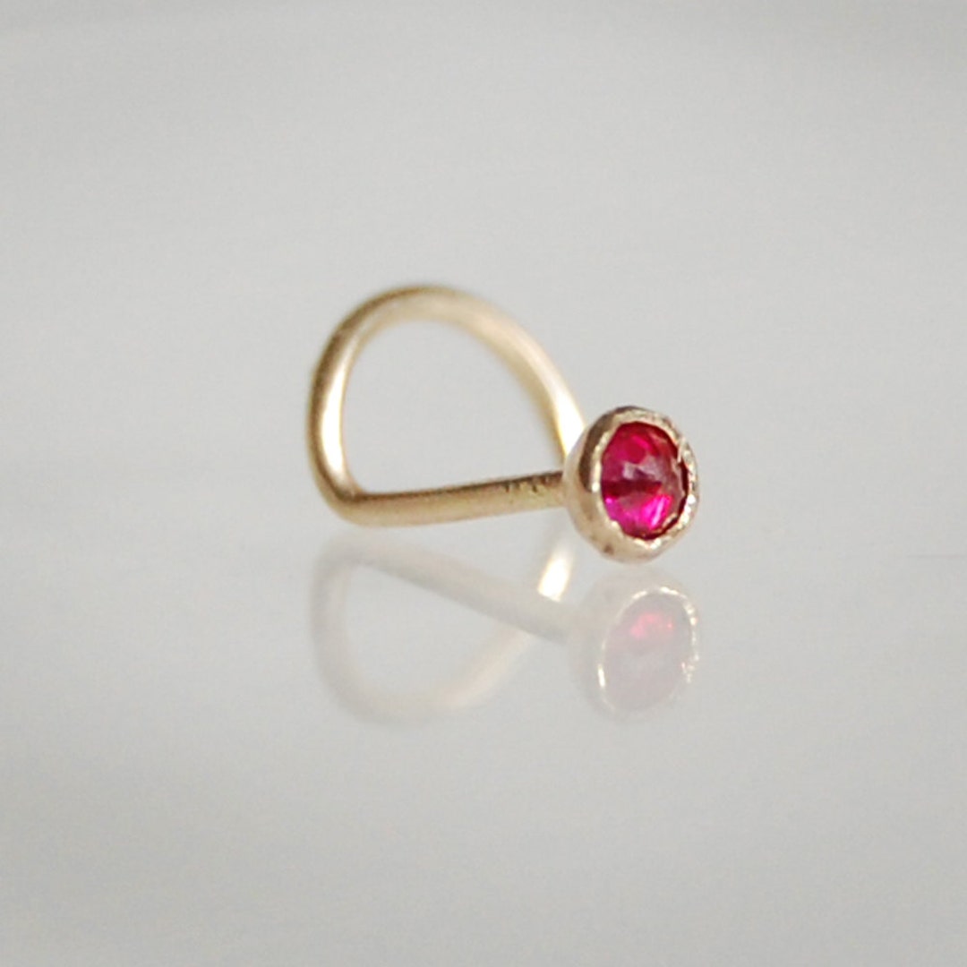 Natural Ruby and Solid 14k Gold Nose Ring: Small Stud - Etsy