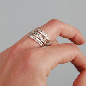 Silver Stacking Rings: Set of Seven Rings - Etsy