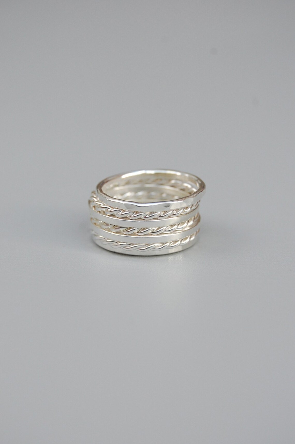 Silver Stacking Rings: Set of Seven Rings - Etsy