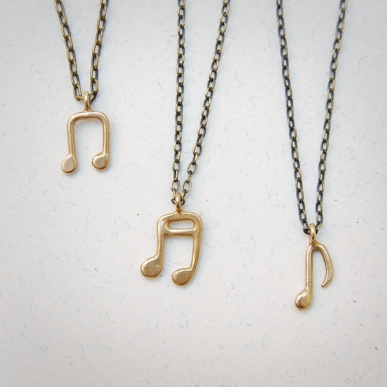 Delicate Brass Musical Note Pendant | Etsy