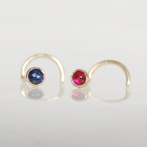 Natural Ruby and Solid Gold Nose Ring: Your Choice 14k, 18k, or 22k - Etsy