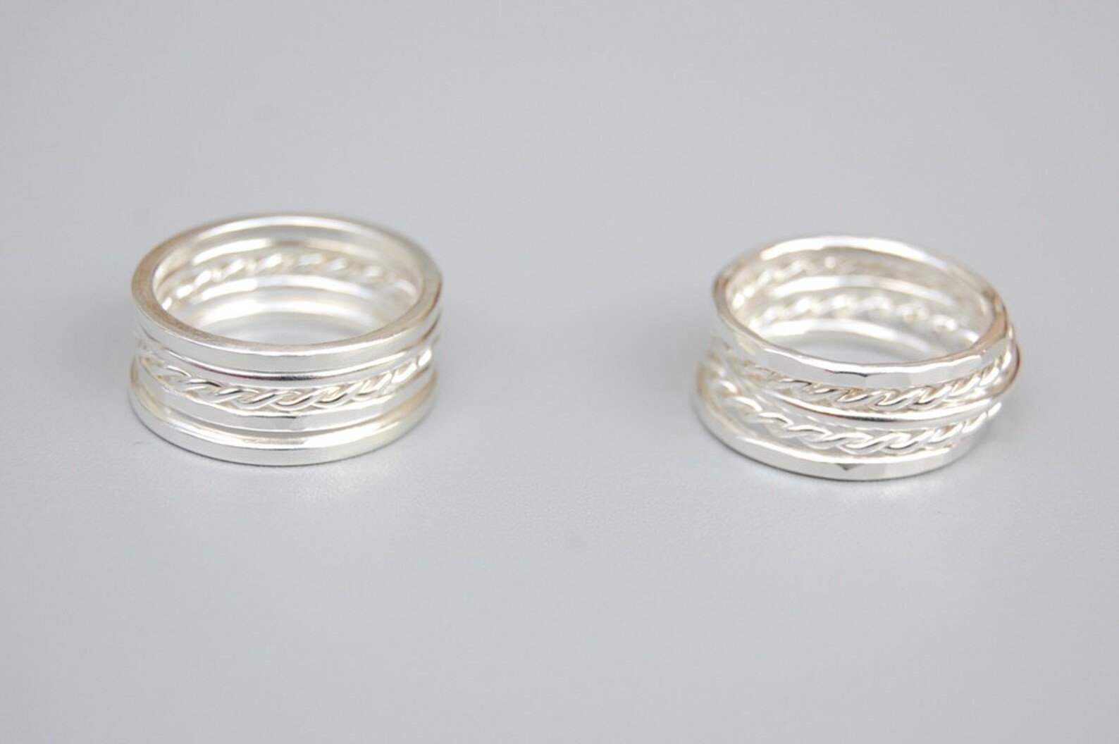 Silver Stacking Rings: Set of Five Rings | Etsy