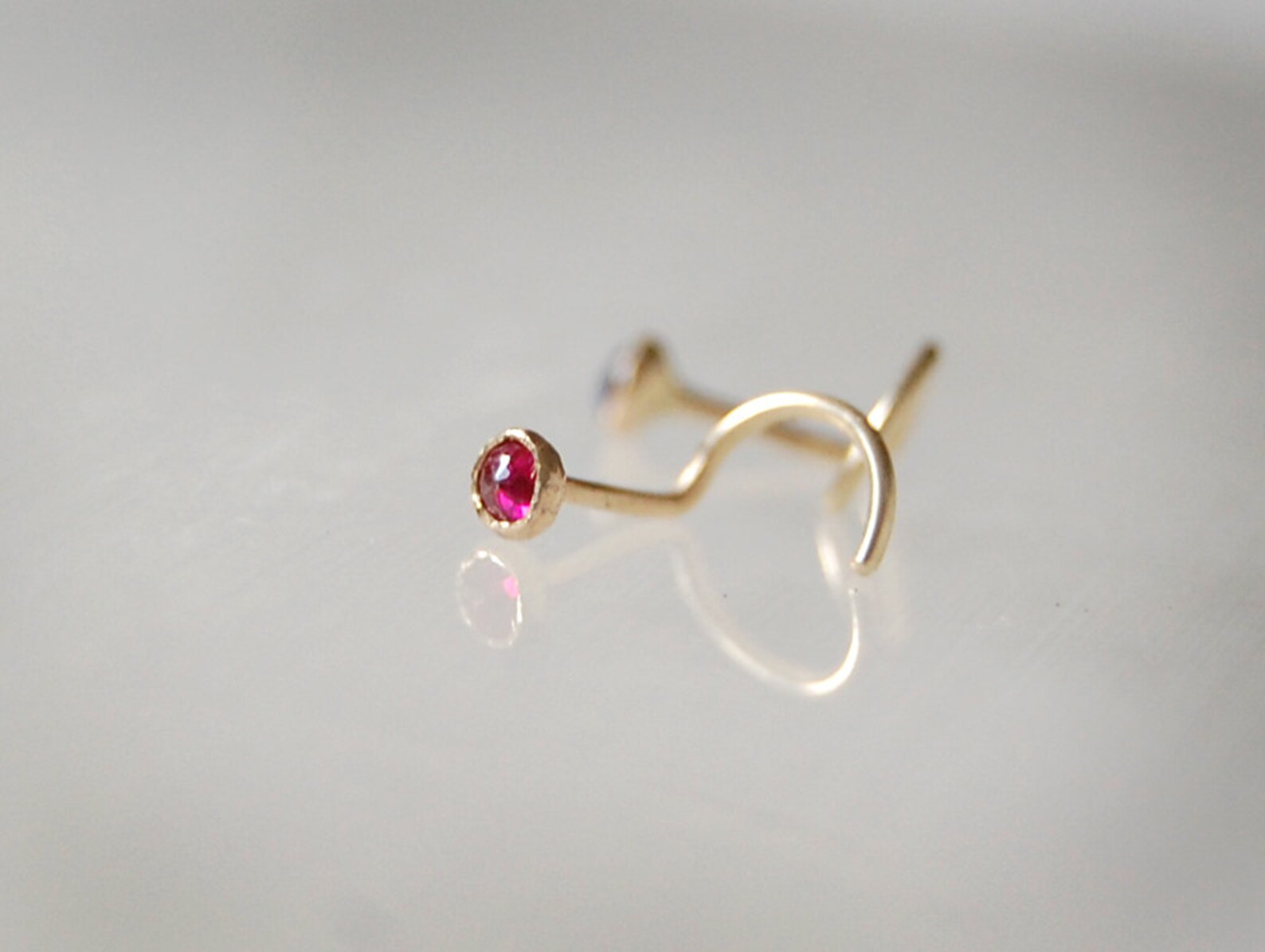 Natural Ruby and Solid Gold Nose Ring: Your Choice 14k, 18k, or 22k - Etsy