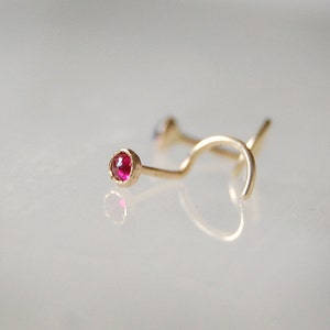 Natural Ruby and Solid Gold Nose Ring: Your Choice 14k, 18k, or 22k - Etsy
