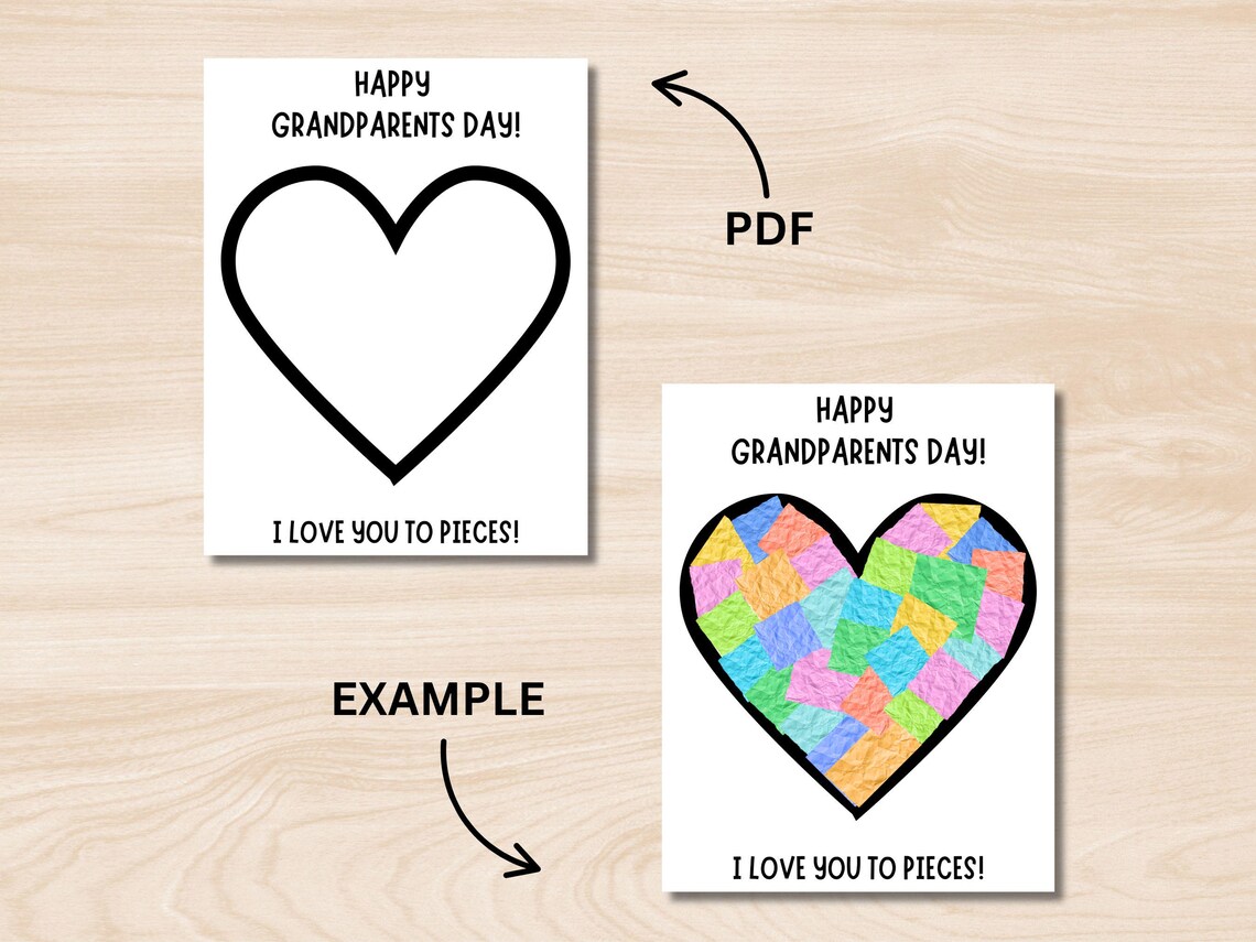 Torn Paper Craft Grandparent's DAY, Grandparents Day Card, Daycare ...
