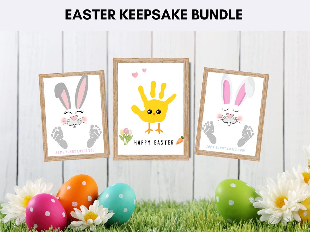 Easter Printable, Happy Easter, Easter Handprint Footprint Bundle ...