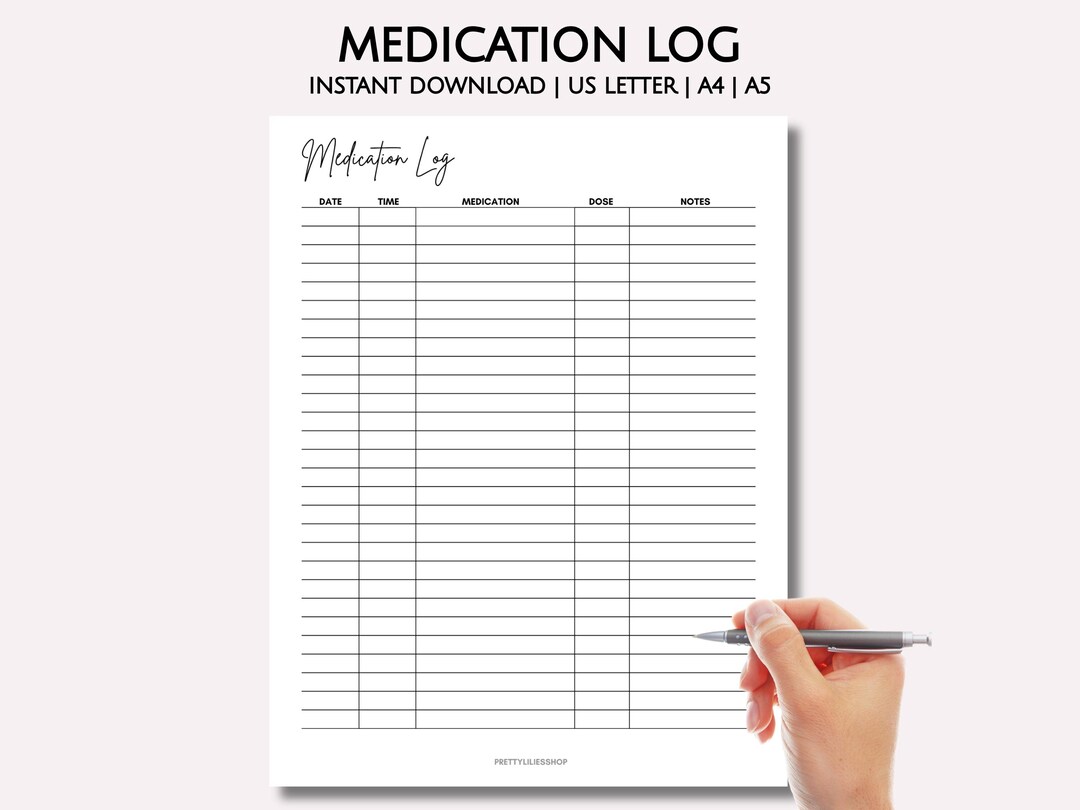 Medication Tracker, Medication Log Printable, Medication List Template ...