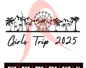 Palm Trees Ferris Wheel Windmills Image SVG / Coachella Vibe Svg ...