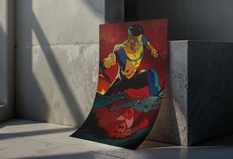 Invincible Poster, Mark Grayson Wall Art, Omni Man Scene Print ...