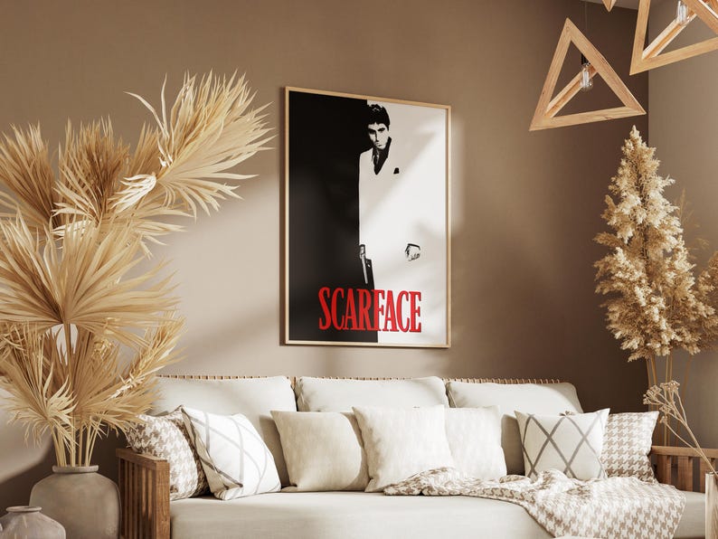 Scarface Movie Poster, Tony Montana, Minimalist Black and White Print ...
