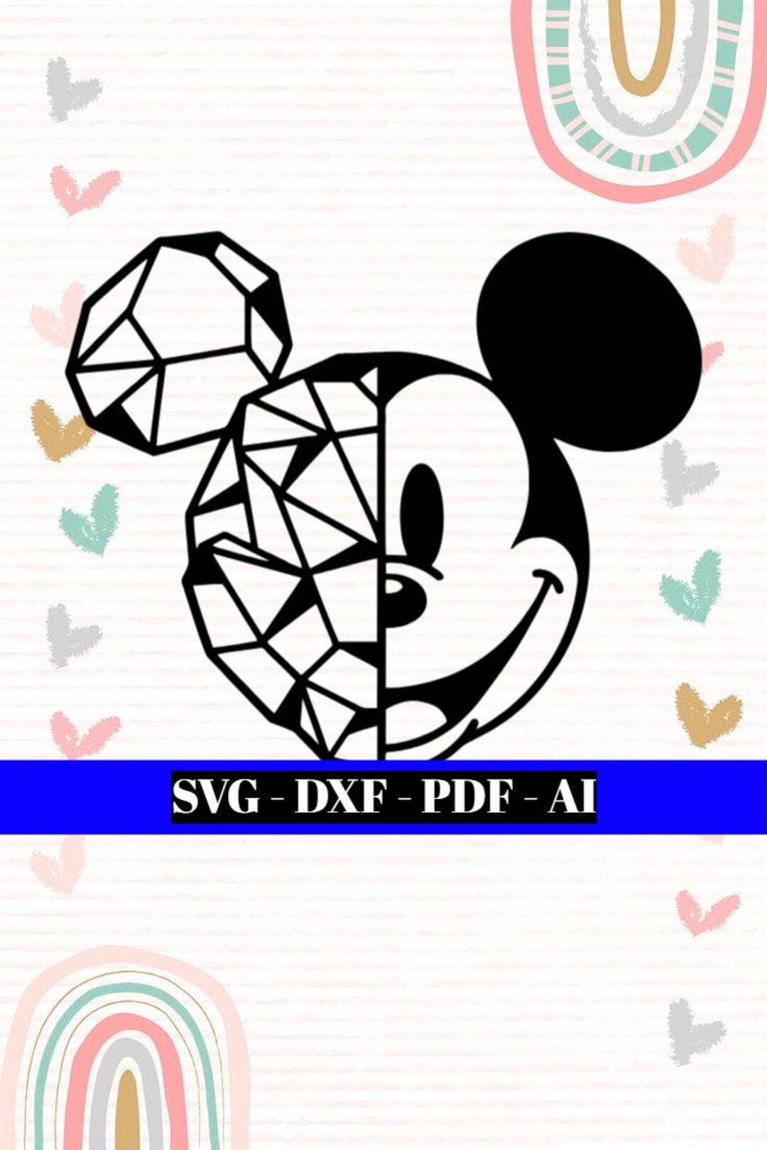 Mickey Mouse SVG DXF PDF AI File for Laser Cutting Silhouette Template ...