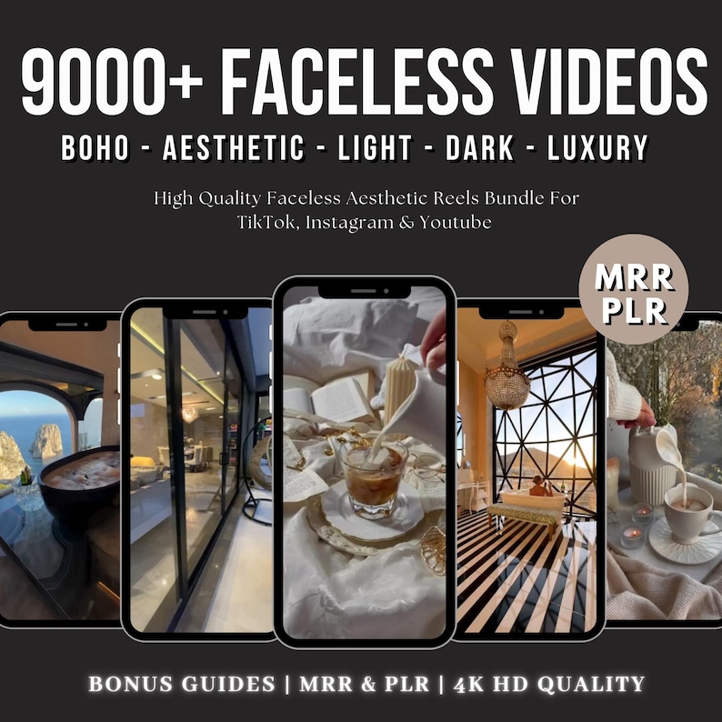 9000+ Faceless Reels Bundle MRR PLR, Faceless Aesthetic Videos, Faceless Marketing, Faceless ...