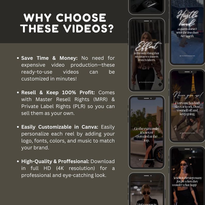 250+ Motivational Luxury Women Reels Bundle MRR PLR, Motivational ...