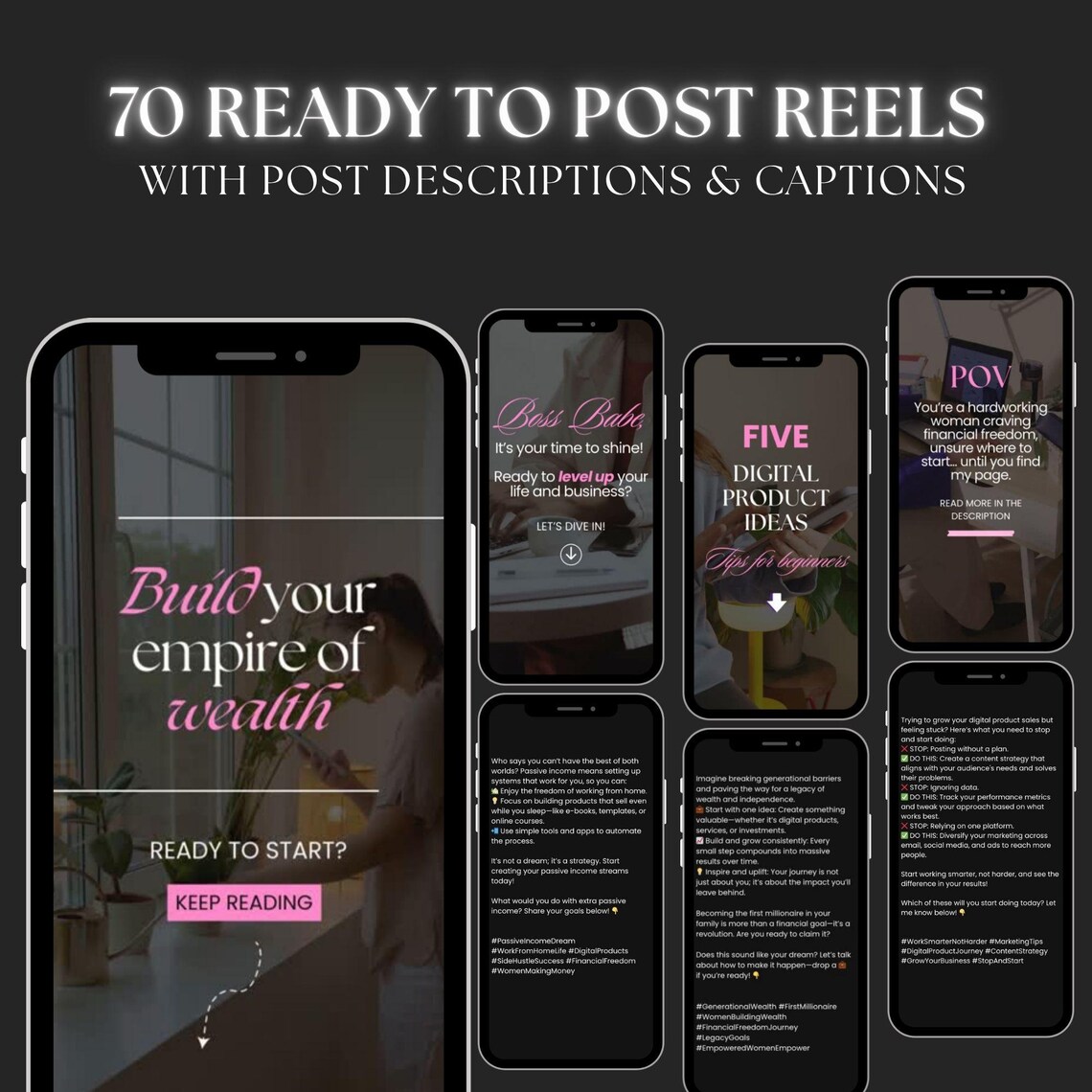 70 Digital Marketing Reels Bundle PLR MRR, Social Media Reels, Faceless ...