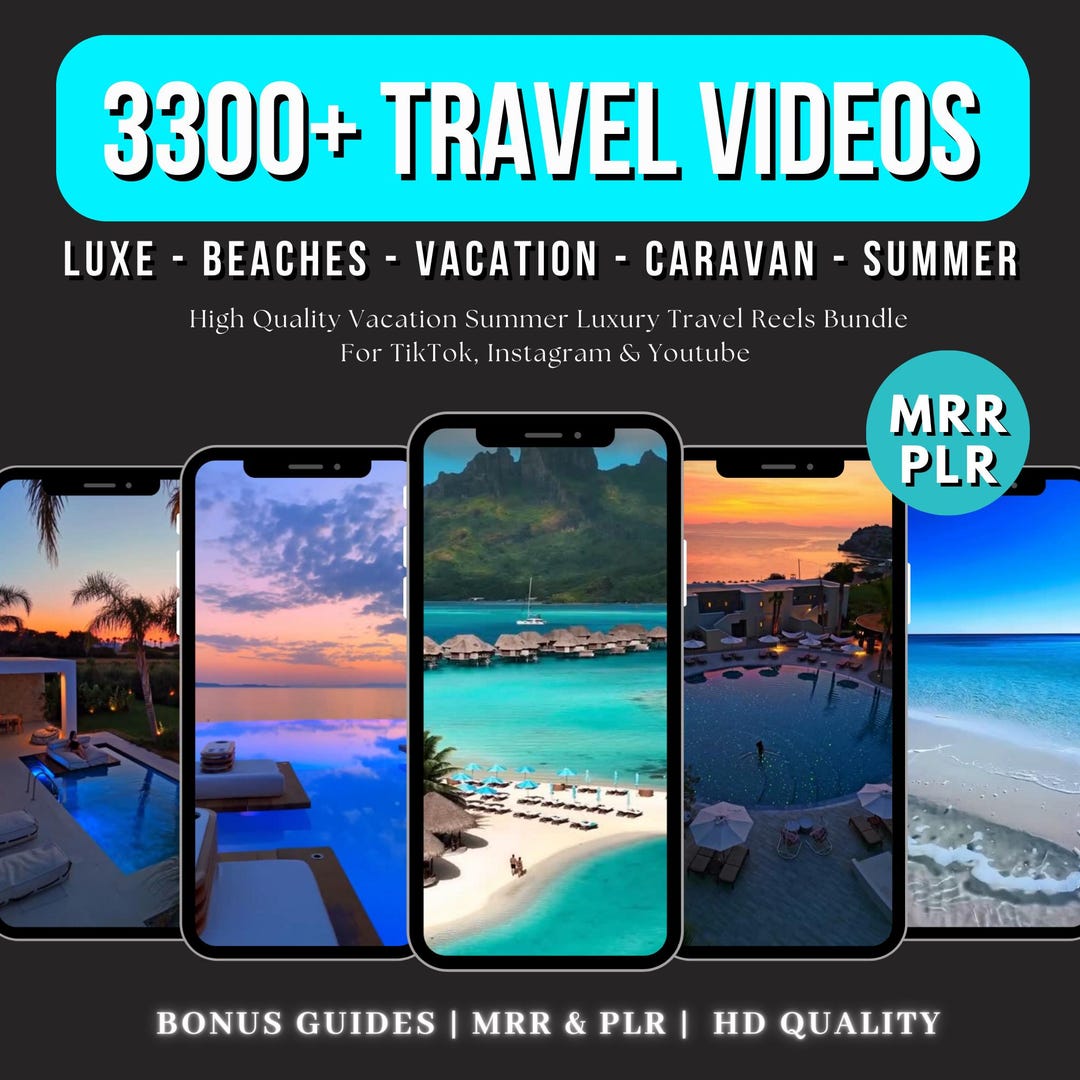 Faceless Travel Reels Bundle MRR PLR Luxury Beach Vacation Resort Video Instagram Posts Done for ...