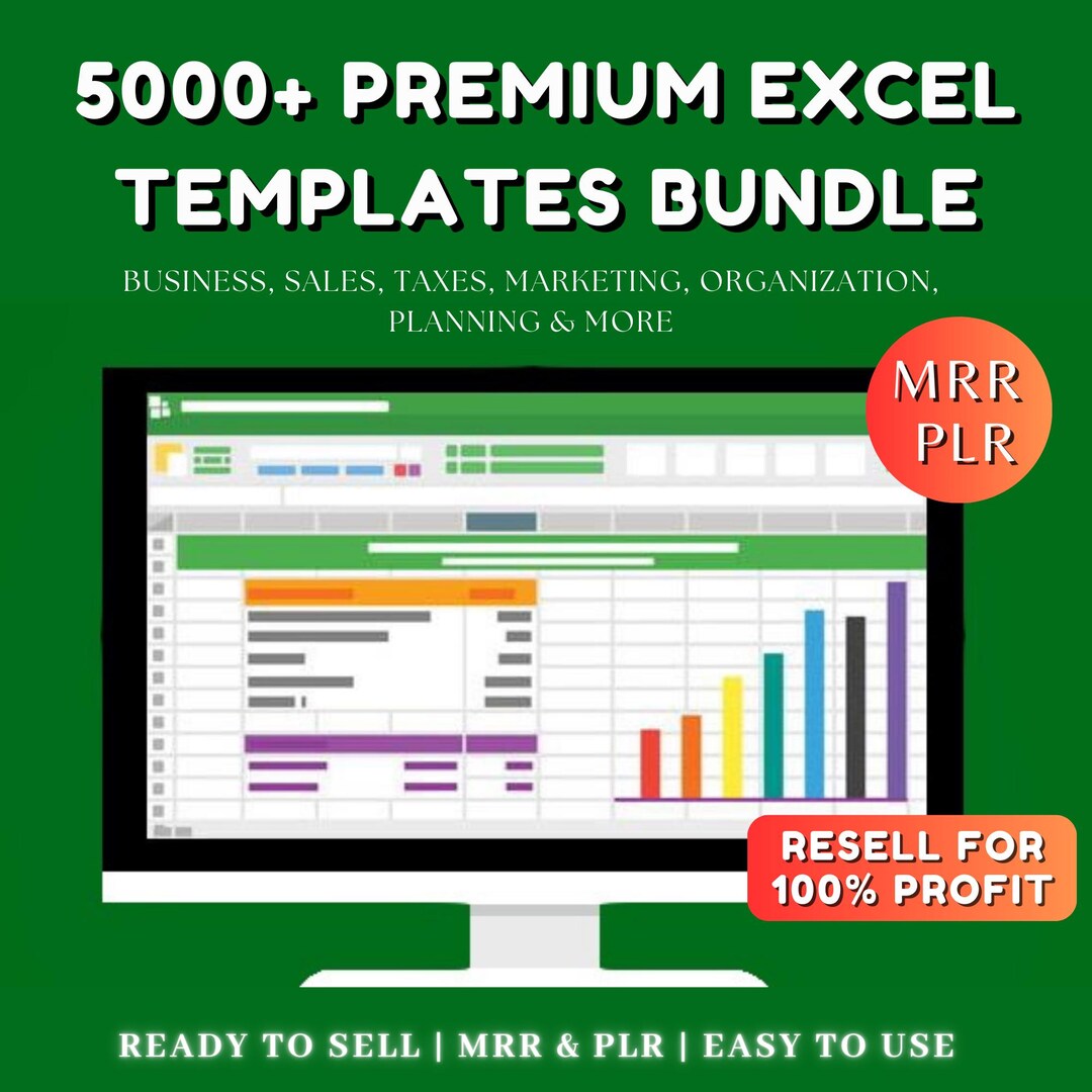 5000+ MRR PLR Excel Templates Bundle Resell Google Sheets Budget Excel ...