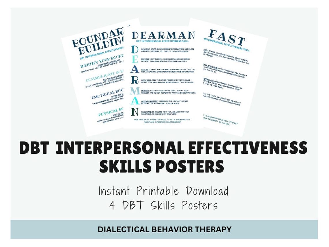 DBT Skills Poster Set: Interpersonal Effectiveness (digital Download ...