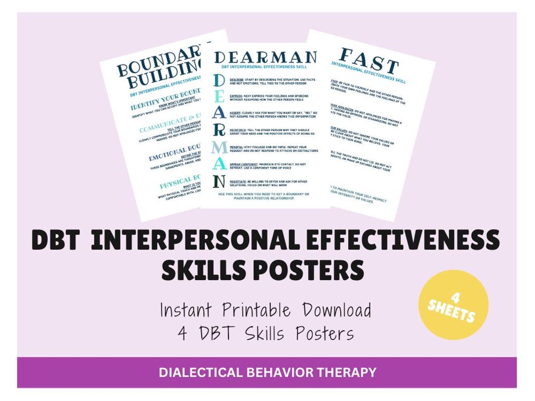 DBT Skills Poster Set: Interpersonal Effectiveness (digital Download ...