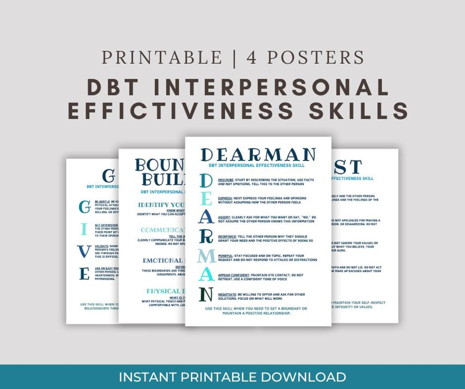 DBT Skills Poster Set: Interpersonal Effectiveness (digital Download ...