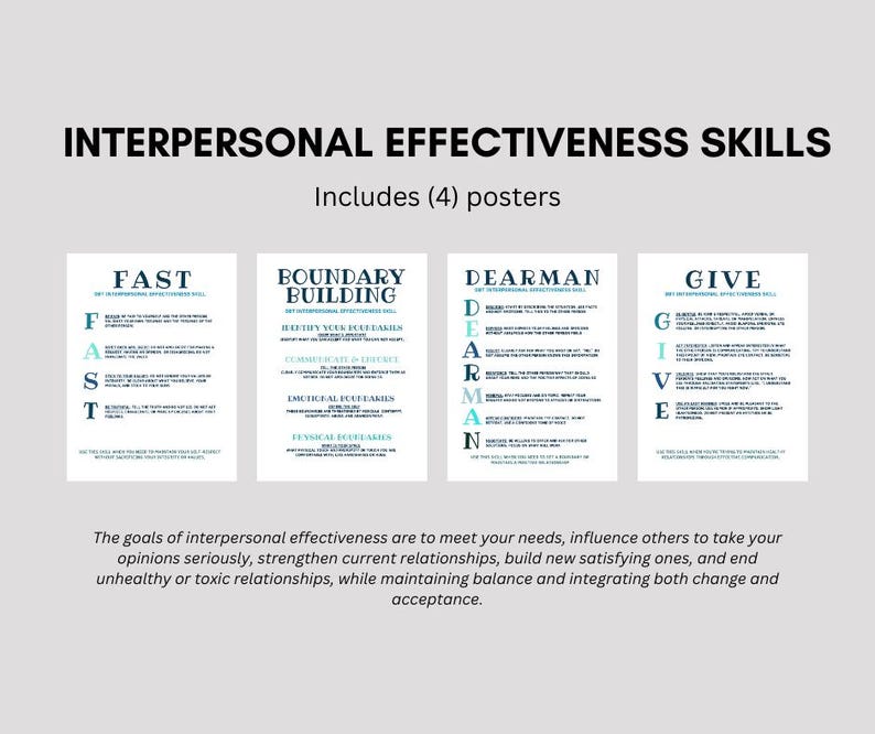 DBT Skills Poster Set: Interpersonal Effectiveness (digital Download ...