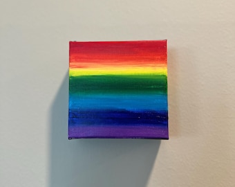 Mini Bisexual Pride Flag Canvas – 2x2in Hand-painted LGBTQIA2S+ Art on ...