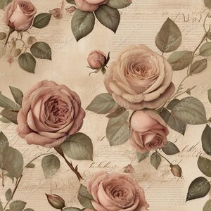 Vintage Rose Digital Paper Pack: Antique Floral Backgrounds (JPEG & PDF ...
