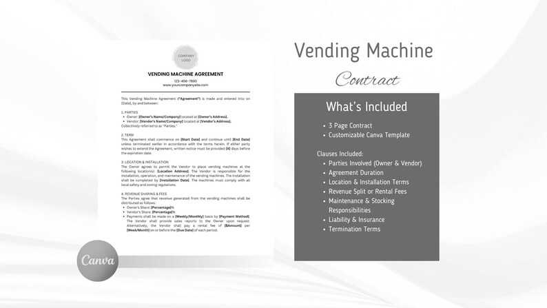 Editable Vending Machine Contract Template, Vending Machines Location ...