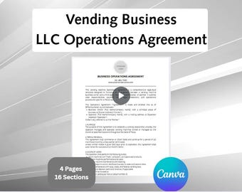 Vending Machine Agreement Template, Customizable, Editable, Contract - Etsy