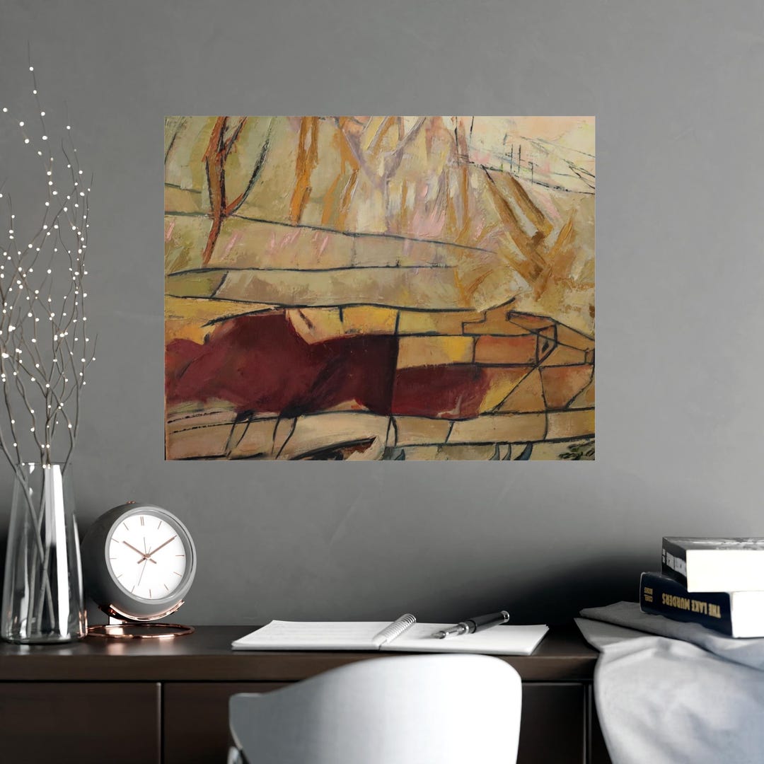 Cubist Abstract Nature Art Matte Poster From Original Oil Painting ...