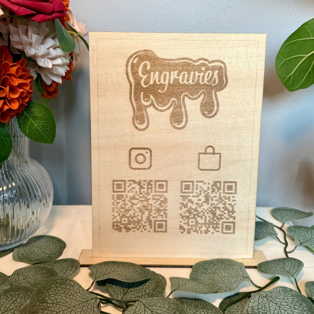 Laser Engraved Wood QR Code Sign: Custom Business Display (approx 9" X ...