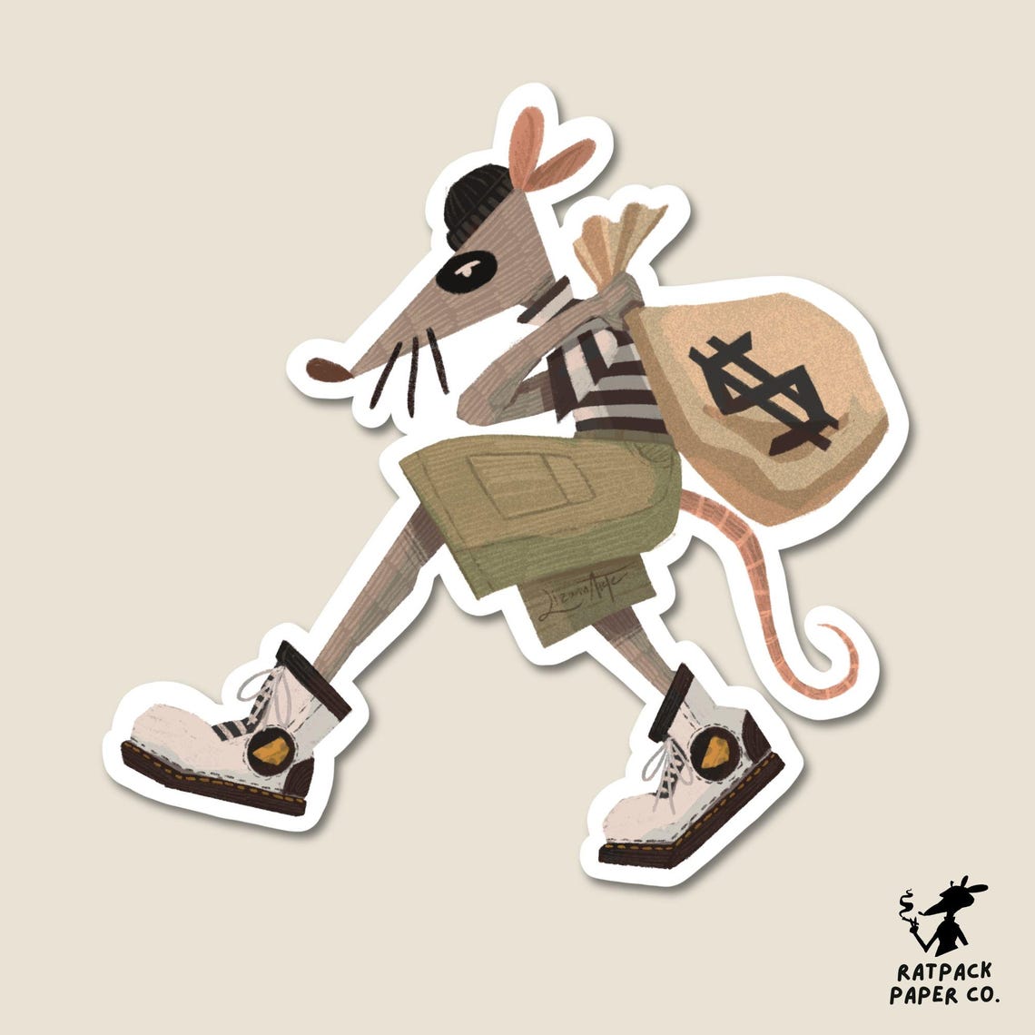 Bandit Rat Vinyl Sticker: Packrat Paper Co. Thief Design - Etsy