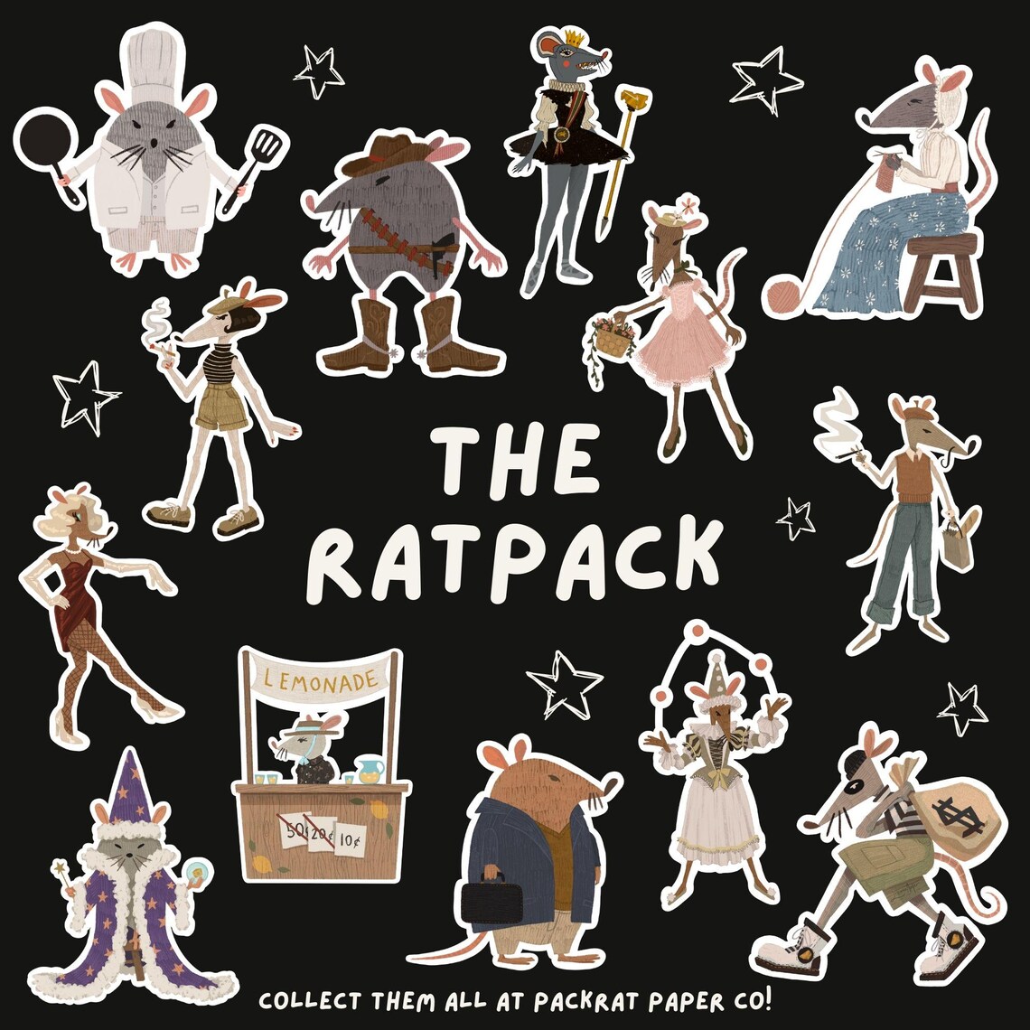 Bandit Rat Vinyl Sticker: Packrat Paper Co. Thief Design - Etsy