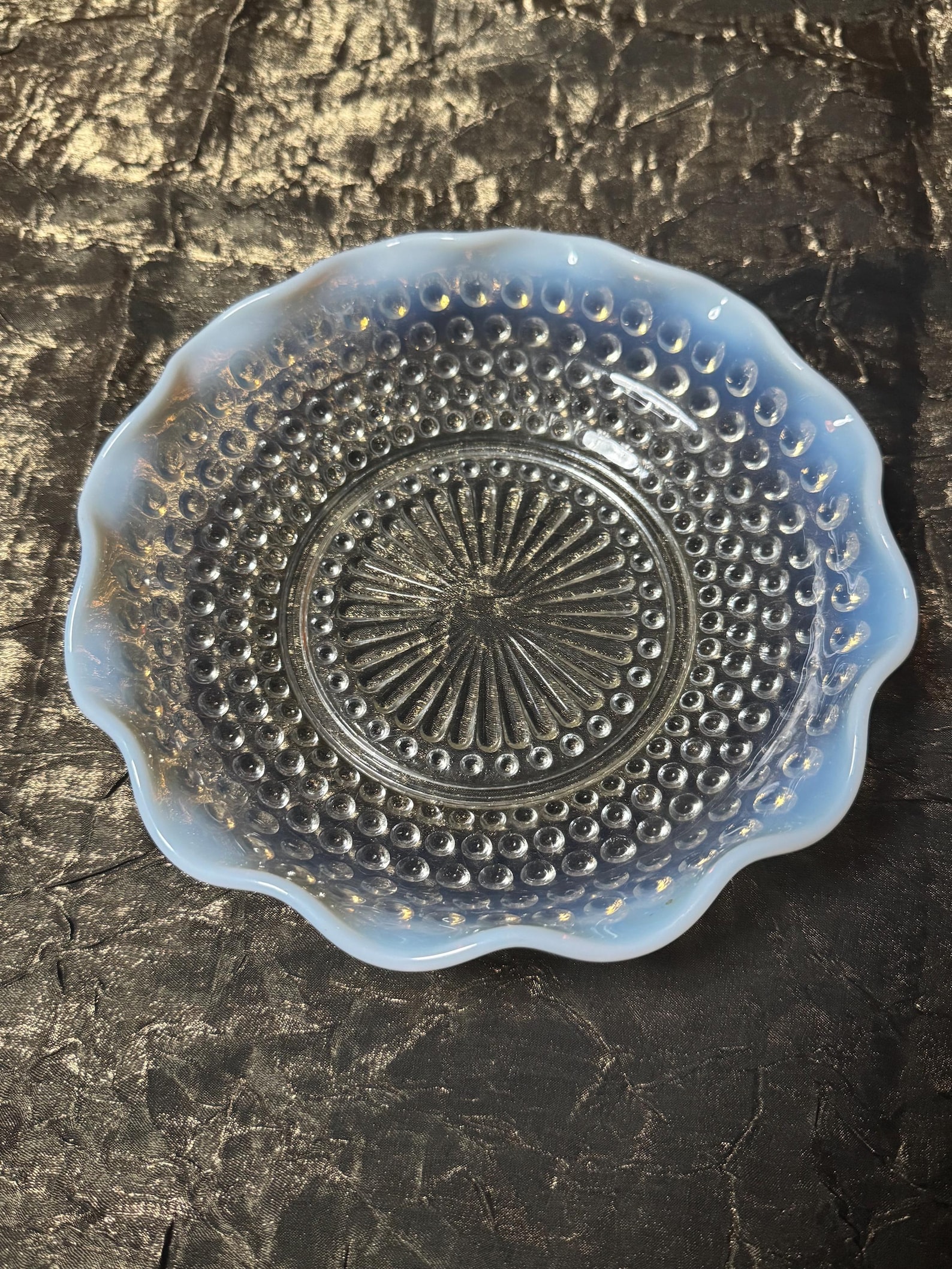Fenton Moonstone Opalescent Hobnail Glass Fruit Bowl - Etsy