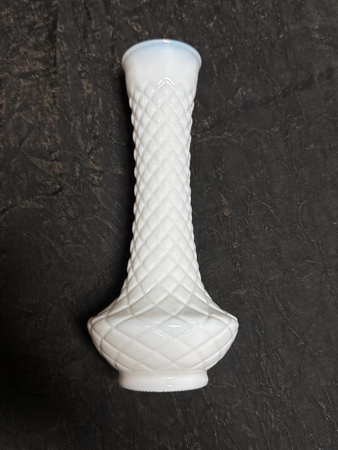 Milk Glass Vintage Diamond Pattern Vase - Etsy