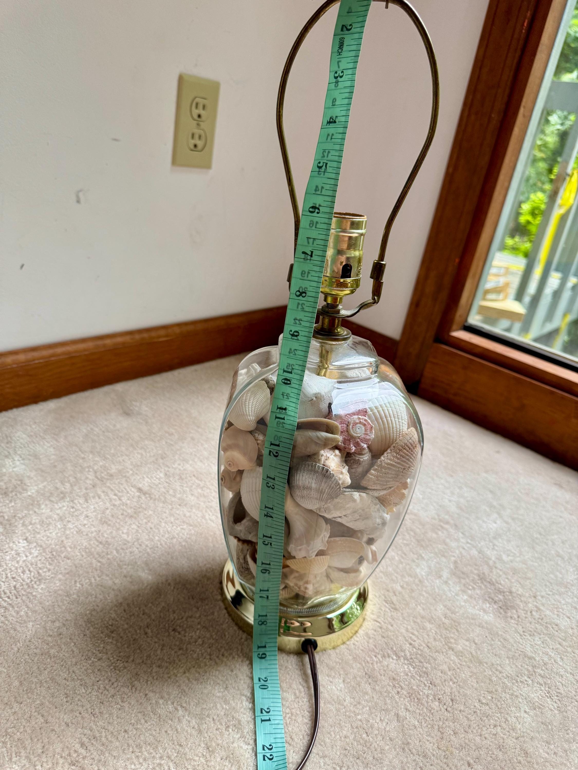 Seashell Glass Lamp: Coastal Decor With Gold Accent - 19" Tall - Etsy
