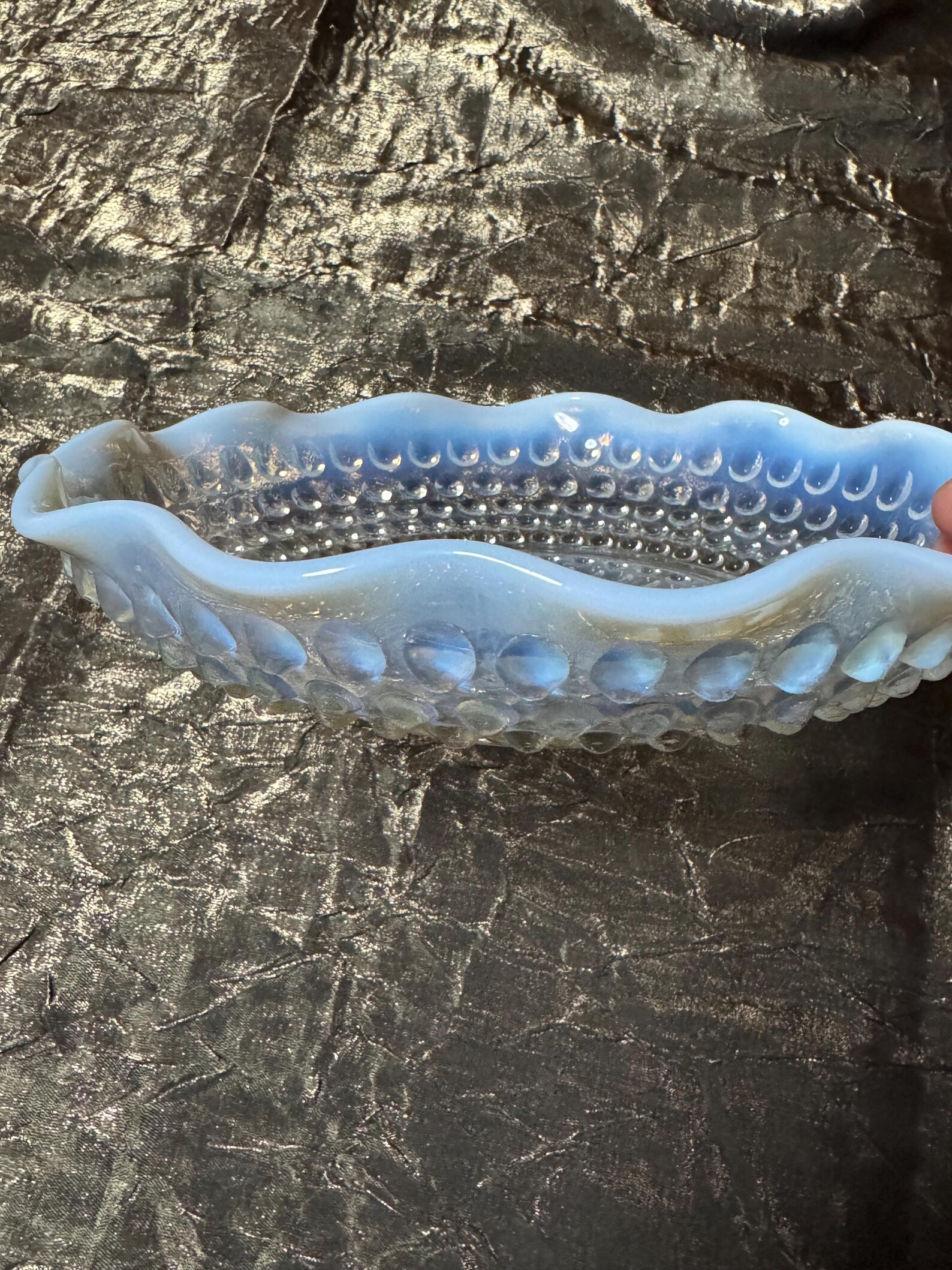 Fenton Moonstone Opalescent Hobnail Glass Fruit Bowl - Etsy