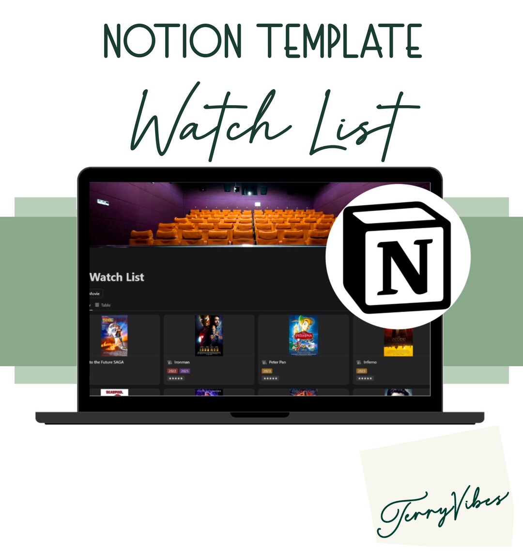 Notion Template "watch List" (includes 180 Movies) - Etsy