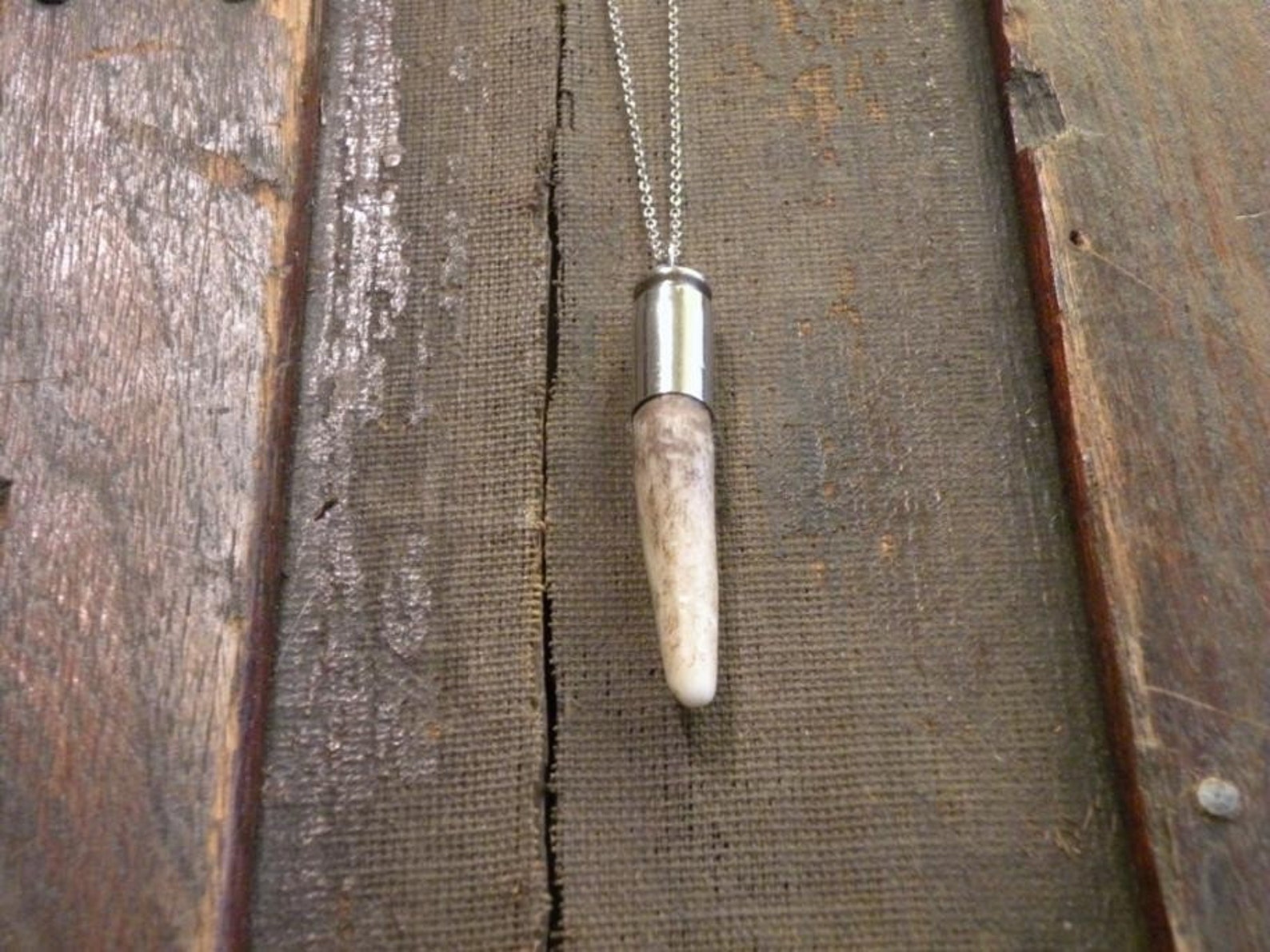 Antler Tip Bullet Shell Necklace Chain Rustic Upcycled - Etsy