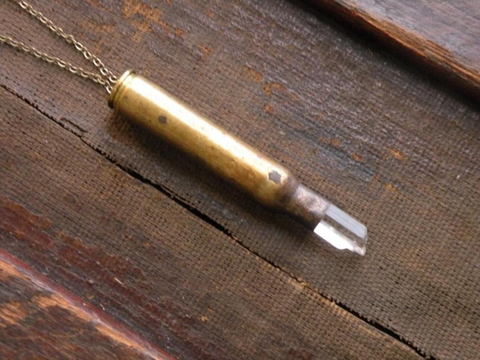 Quartz Crystal Bullet Shell Necklace Chain Rustic Recycled - Etsy
