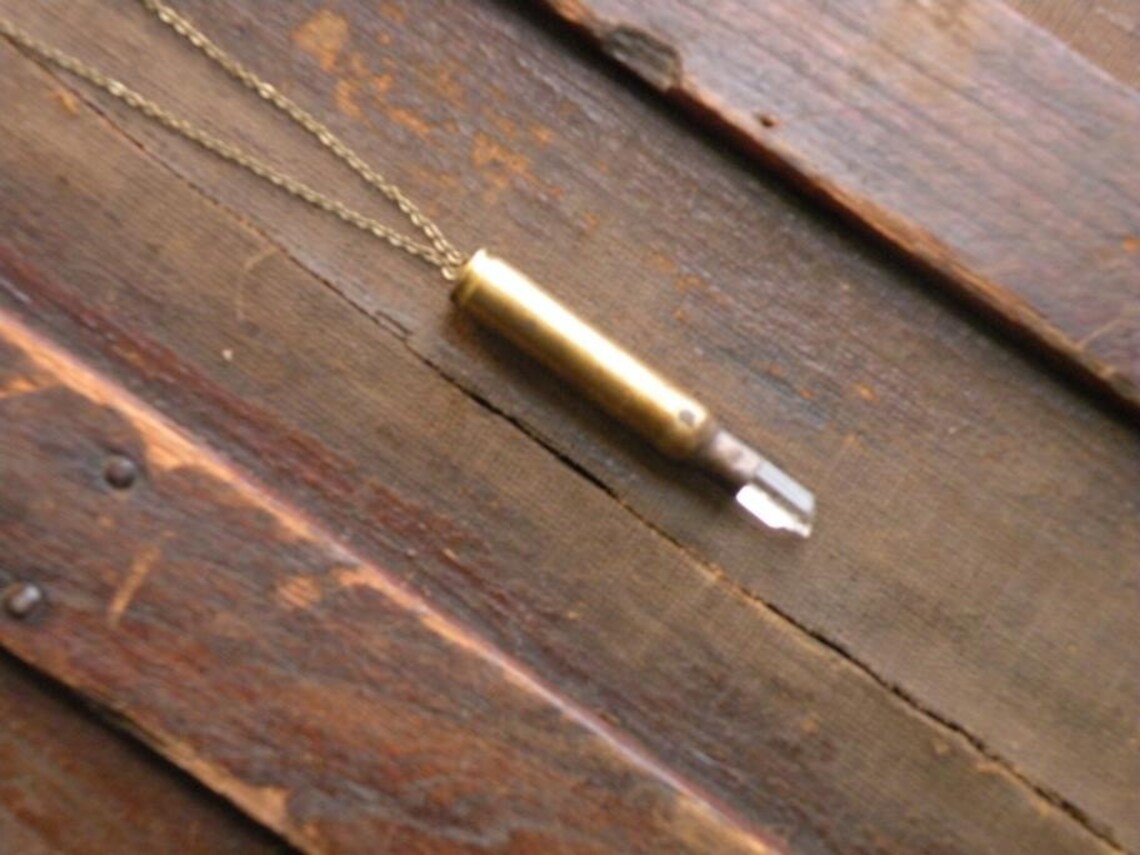 Quartz Crystal Bullet Shell Necklace Chain Rustic Recycled - Etsy