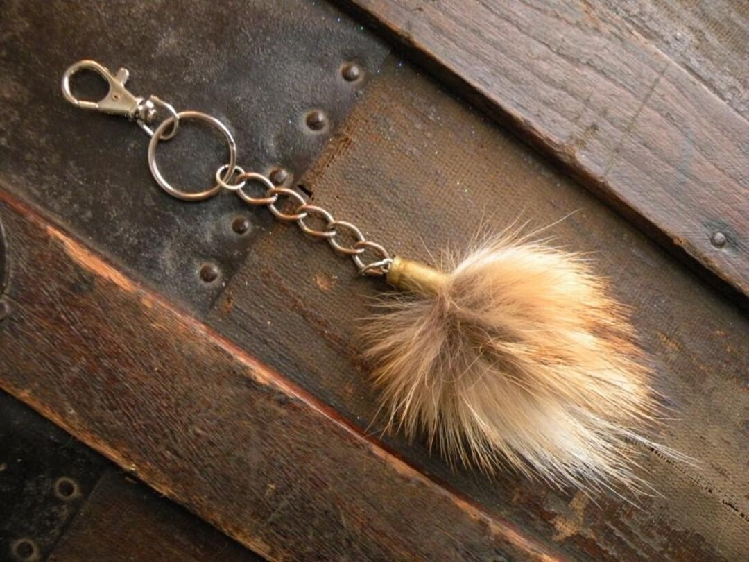 Real Upcycled Fox Vintage Fur Puff Bullet Shell Keychain Red - Etsy