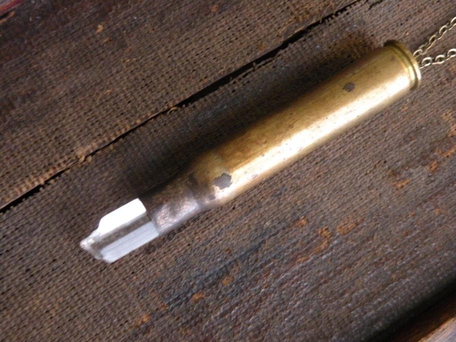 Quartz Crystal Bullet Shell Necklace Chain Rustic Recycled - Etsy