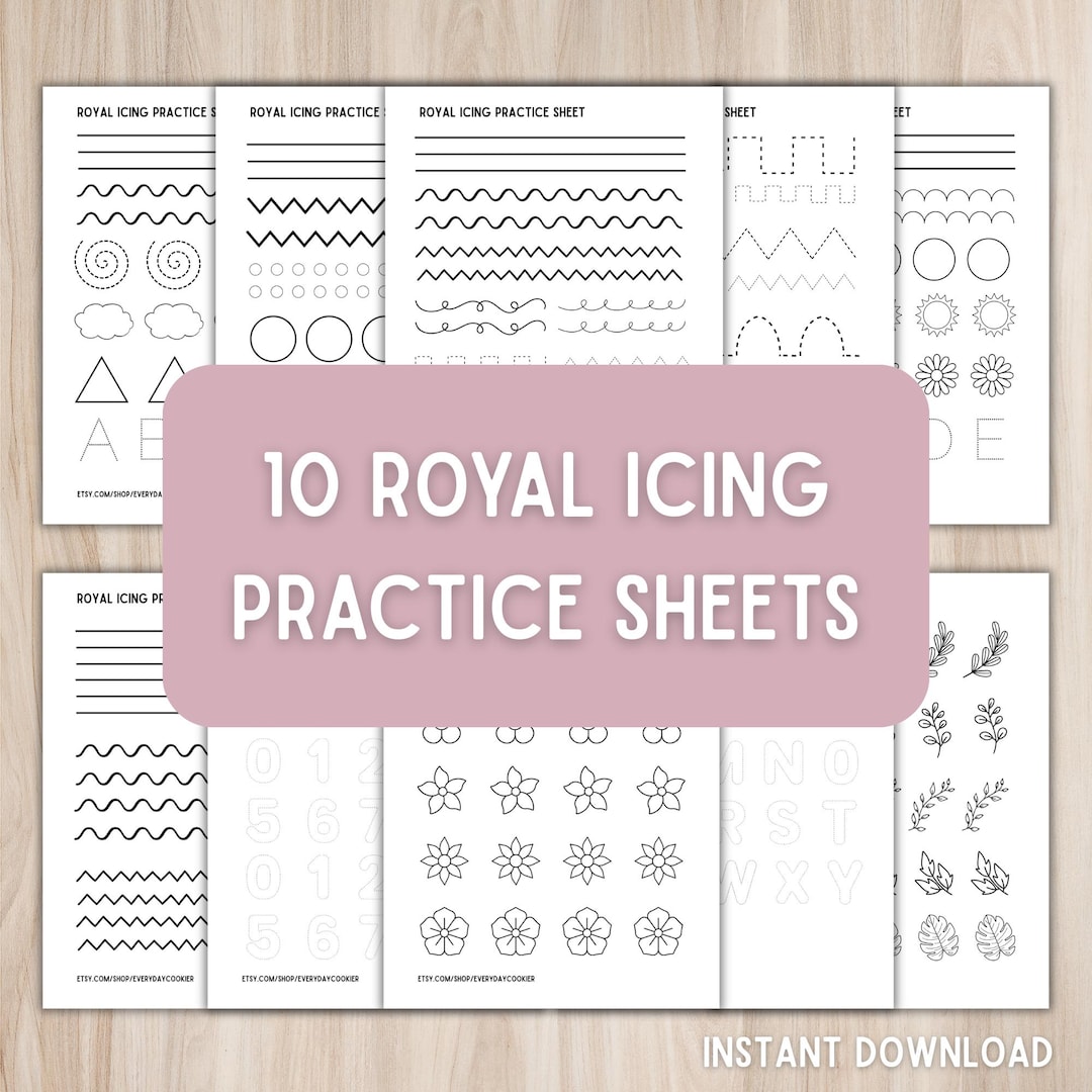 10 Royal Icing Practice Sheets - Instant Download - Etsy