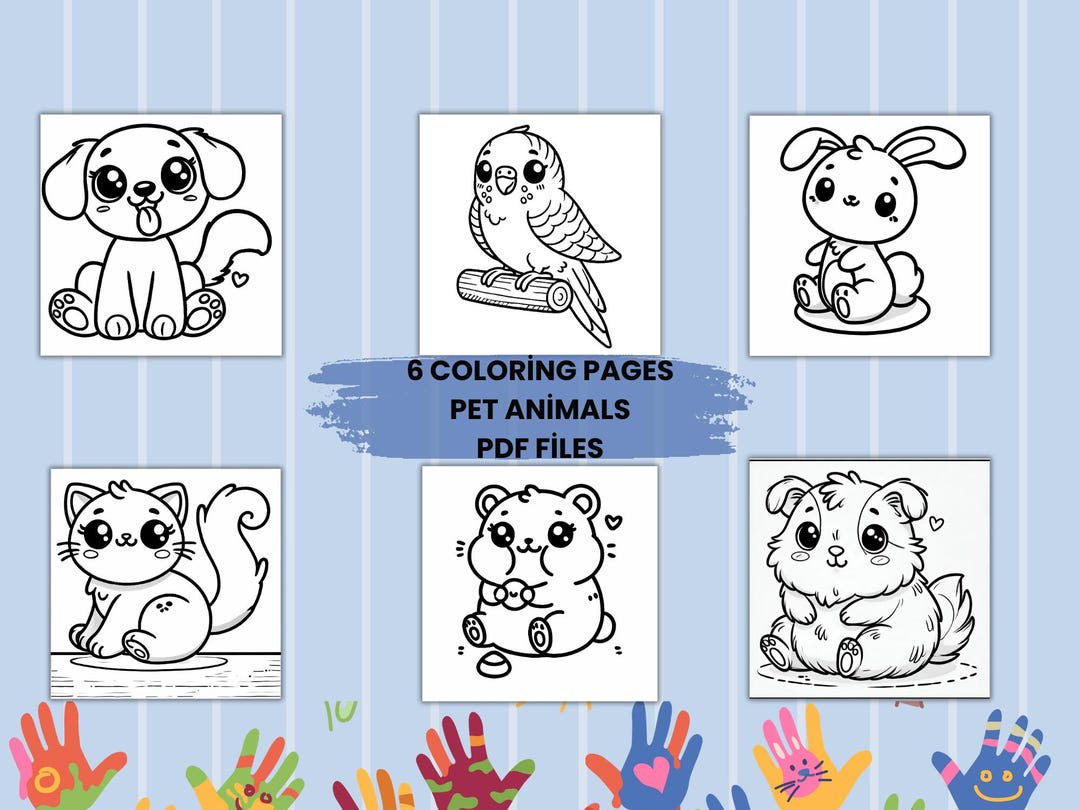 Cute Pet Coloring Pages for Kids – Fun Digital Download | Printable PDF ...