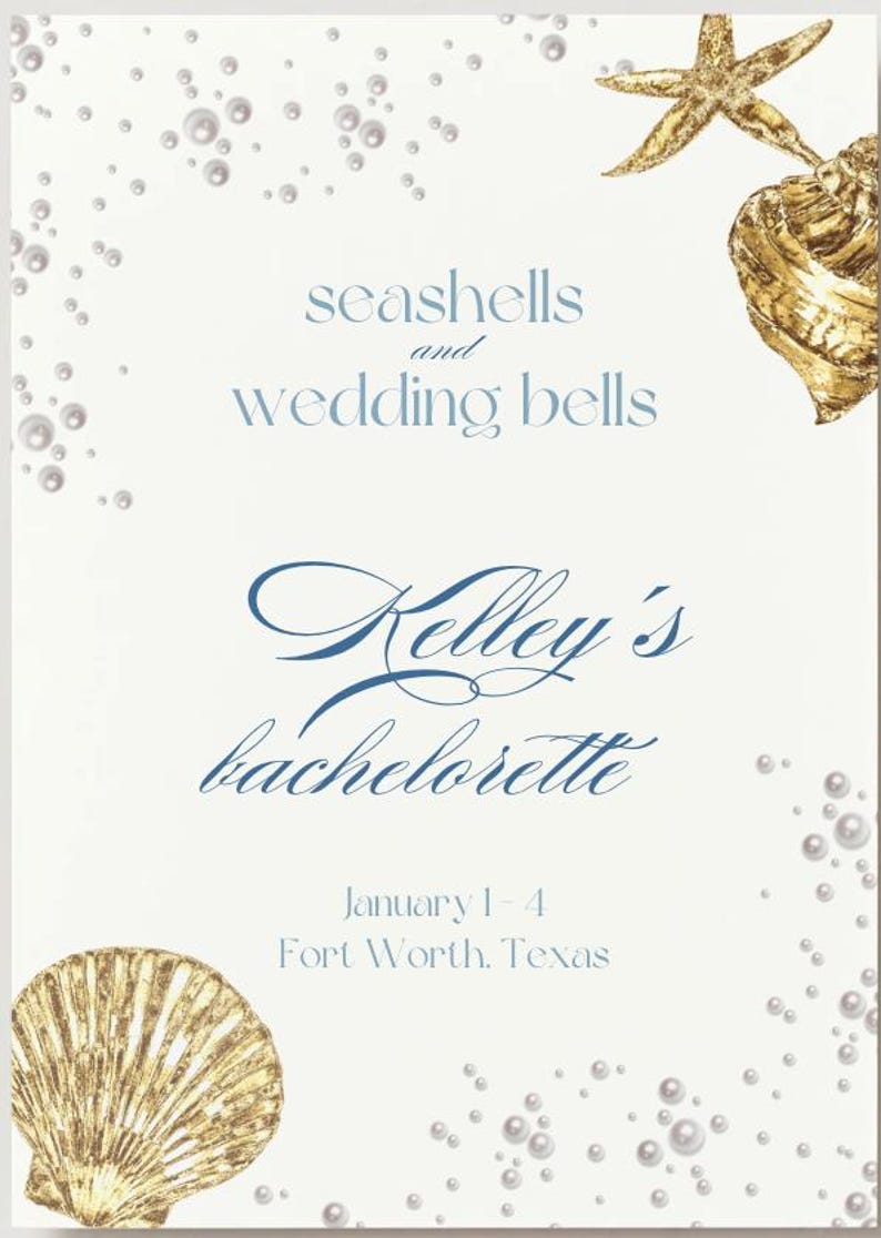 Sea Shells and Wedding Bells Bachelorette Itinerary | Editable Template ...