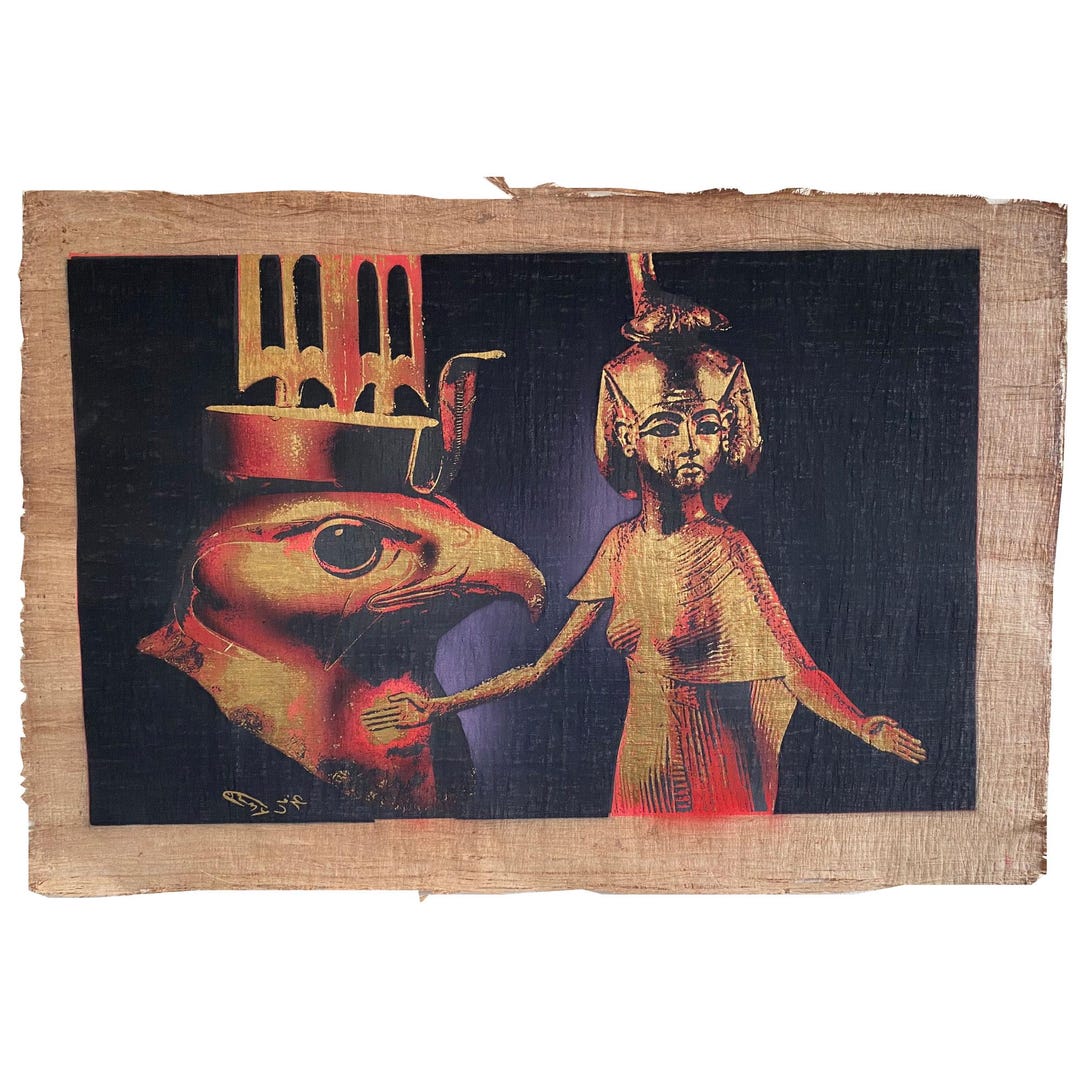 Papyrus Wall Art: Ancient Egyptian Horus & Selket Masterpiece ...