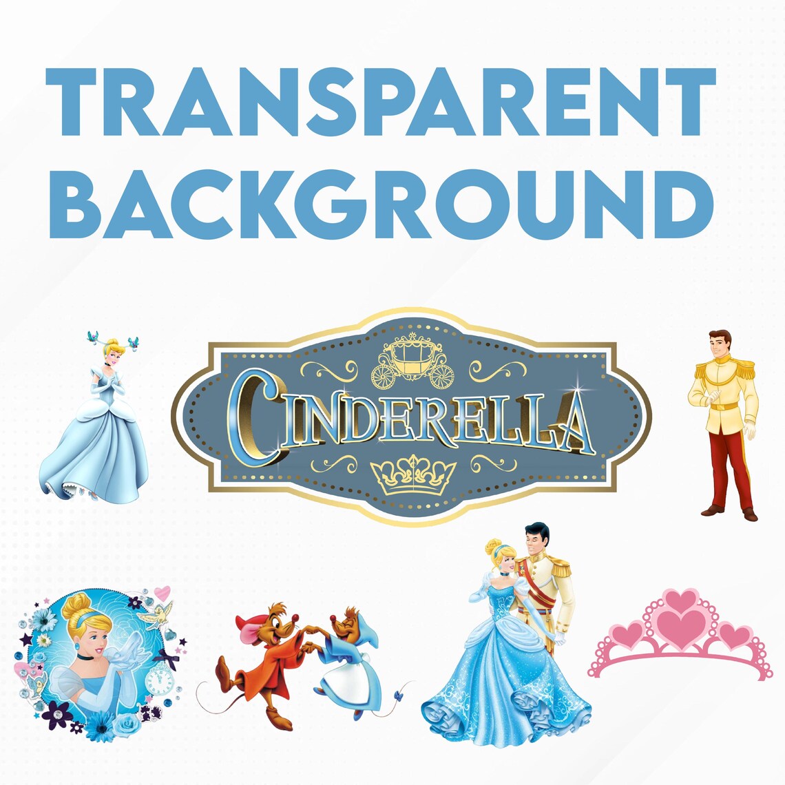 Cinderella Clipart PNG Bundle: Transparent Background, 30+ Animals ...