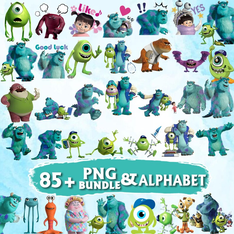 Monster PNG Bundle Alphabet | 100+ High-res Clipart | Digital Download ...