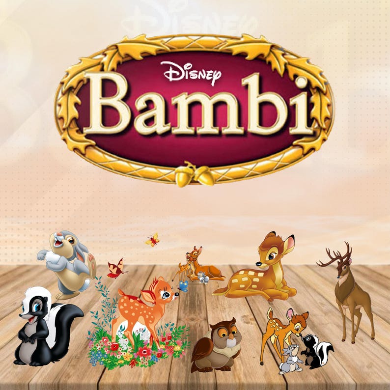 Bambi Clipart PNG Bundle: Transparent Background Animals (digital ...